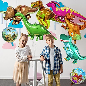 8 Pieces Dinosaur Balloons 46 Inch Dino Foil Balloons Dinosaur Birthday Party Mylar Helium Balloons for Kids Birthday Baby Shower Jungle Dinosaur Theme Party Decorations Supplies
