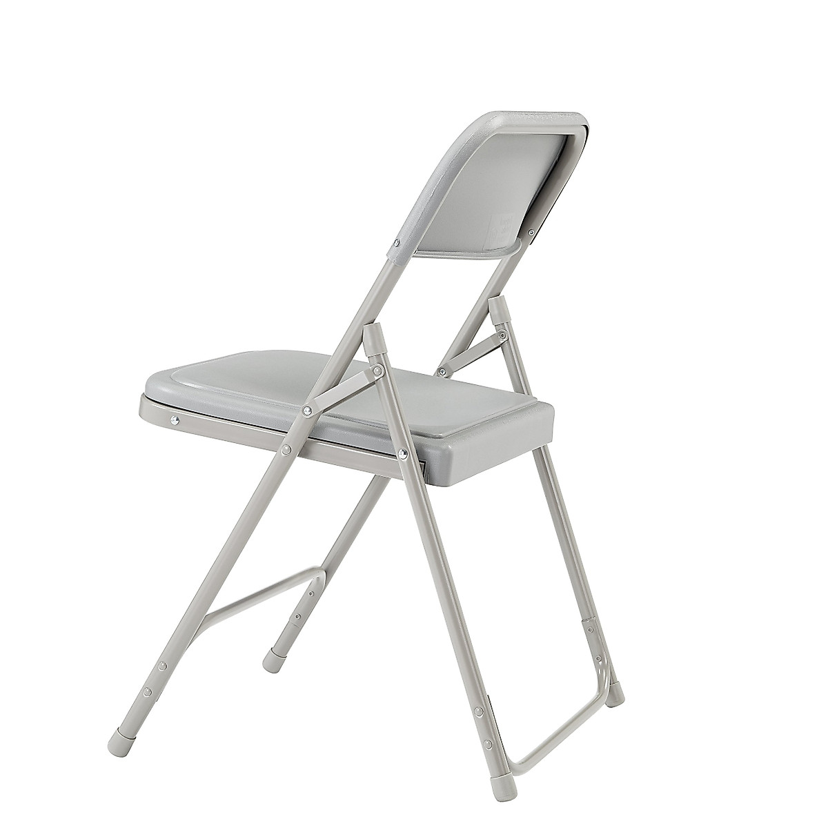 National Public Seating 800 Series Steel Frame Premium Light Weight Plastic Seat and Back Stacking Folding Chair with Double Brace, 480 lbs Capacity, Grey