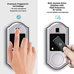 Narpult Fingerprint Smart Lock, Keyless Entry Door Lock, Electronic Deadbolt Door Lock, Bluetooth Keypad Digital Lock - App Control, Biometric, Fobs, Passcodes and Keys. - Satin Nickel