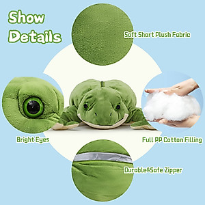 Tezituor Giant Realistic Frog Stuffed Animal Plush Toy, 20.5” Large Mommy Frog with 4 Babies Pillow Gifts for Boys Girls