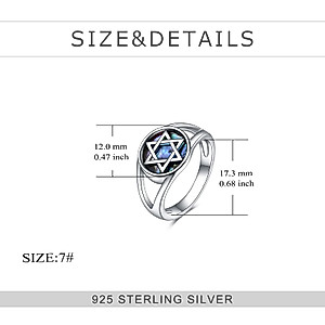 TIGER RIDER David's Star Band Ring 925 Sterling Silver Star of David Ring in Abalone Shell US7