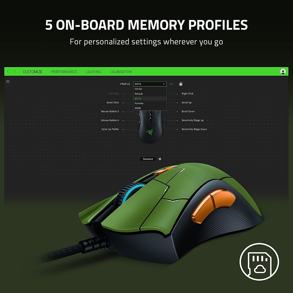 Razer DeathAdder V2 Gaming Mouse: 20K DPI Optical Sensor - Fastest Gaming Mouse Switch - Chroma RGB Lighting - 8 Programmable Buttons - Ergonomic Shape - Halo Infinite Edition