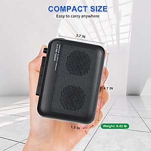 Portable Cassette Player Recorder with Bluetooth Transmitter, Walkman Cassette Tape Player with Headphone Jack, Build-in Speaker, Microphone Jack, Powered by AC Adapter or AA Battery- Black