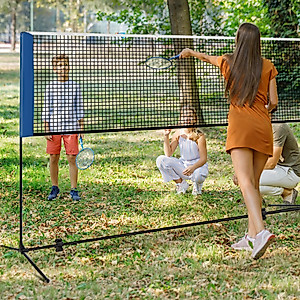 Goplus Portable Badminton Net Set, 10FT/ 14FT Volleyball Pickleball Net with 2.7FT-5FT Adjustable Height, 2 Shuttlecocks, Carrying Bag for Backyards, Beach, Driveway, Family Outdoor Game (14 FT)
