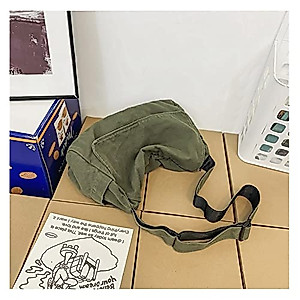 TOP AESTHETICS Female Canvas Fabric Shoulder Bag Student Leisure Medium Size School Book Laptop Pouch Messenger Side Bag (Color : Black)