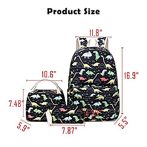 CM C&M WODRO Kids Backpack for Boys Girls Dinosaur School Backpack with Lunch Box Pencil Case Lightweight Waterproof BookBag Set (Blue)