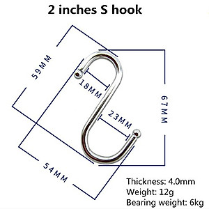 S Hooks 2 Inch S Shaped Utility Hooks, Topick 30 Pack Hanging Hooks Stainless Steel Metal Hanger Heavy Duty Hooks, Storage Holders for Kitchen, Work Shop, Bathroom, Plants, Office, Garden (2in Bold)