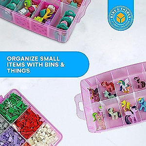 Bins & Things Stackable Storage Container with 30 Adjustable Compartments - Craft Storage/Craft Organizers and Storage - Bead Organizer Box/Art Supply Organizer - Lego Storage & Barbie Organizer