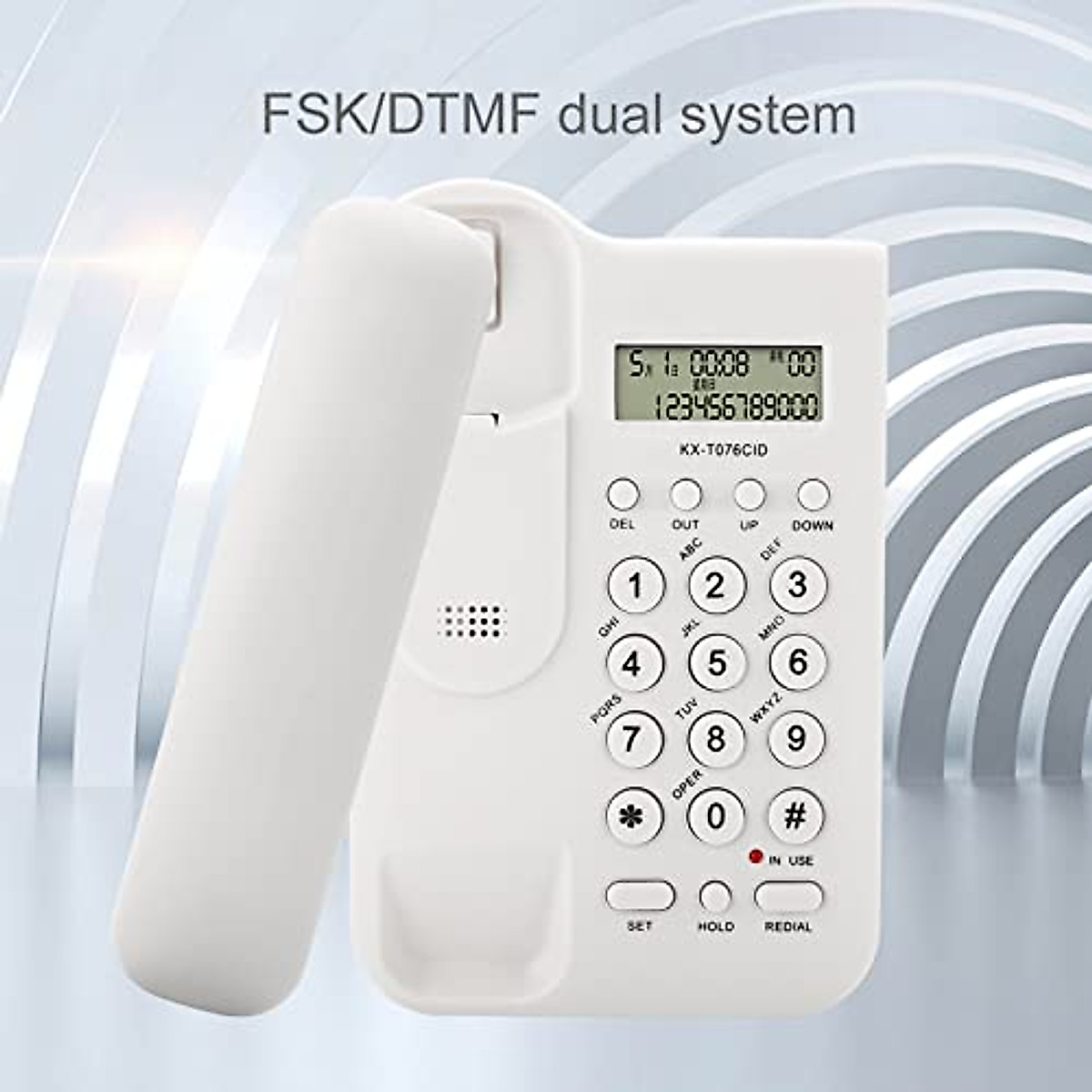 Corded Phone with Caller ID Display, Home Hotel Wired Desktop Phone Office Landline Telephone, Retro Classical Telephone Landline, Big Button, FSK/DTMF Dual System(White)