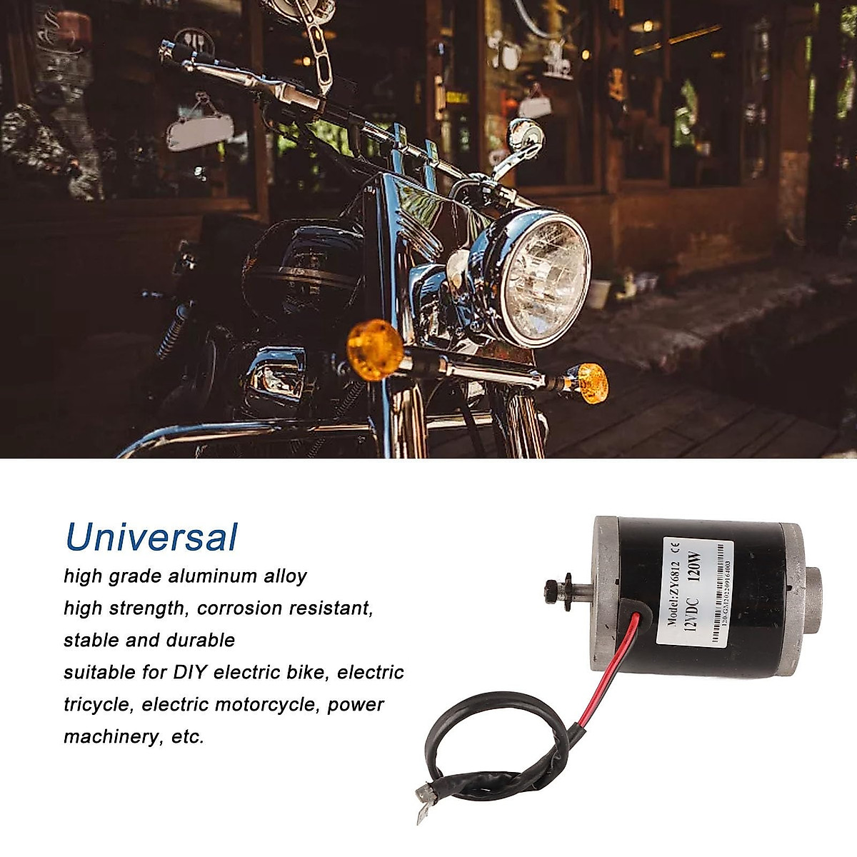 12V 120W High Speed Electric DC Brushed Motor Kit, Electric Scooter Brushed Motor Kit with 25H76 Chain and 25H 3 Hole 47 Teeth Crankset for Bike e-Bike ATV