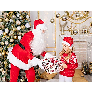 ZINTBIAL Christmas Wrapping Paper for Kids Adults - Xmas Jumbo Sheets with Red/Black Plaid, Santa, Reindeer, Gnome, and "Ho Ho" Designs - 29 x 42 Inches, 6 Jumbo Sheets - Recycled, Easy to Store, Not