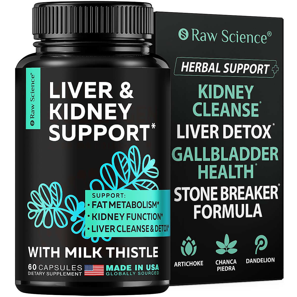 Liver Cleanse Detox & Repair - Milk Thistle, Dandelion Root, Choline, Artichoke Extract for Liver Health - Gallbladder Cleanse & Kidney Support Supplement with Chanca Piedra, Turmeric - 60 Capsules