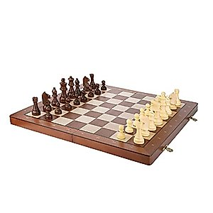 THPT High Class Wooden Chess Set, Magnetic Chess Pieces, Folding Chessboard, Universal Standard Board Game for All Ages, 40 x 40 cm Board Games (Color : Mahogany Material)