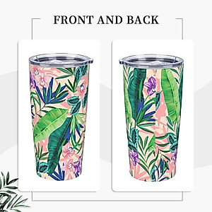IYERSKD Palm Tree Leaf Pattern 20 oz Stainless Steel Tumbler Vacuum Insulated Leakproof Travel Mug for Car Office Gym