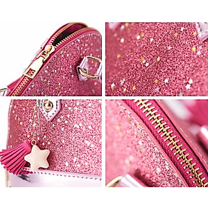 YiSu Princess Little Girls Purses Toddler kids Crossbody Bag Wall et Shell Shape Handbags for girls cute Tote (pink)
