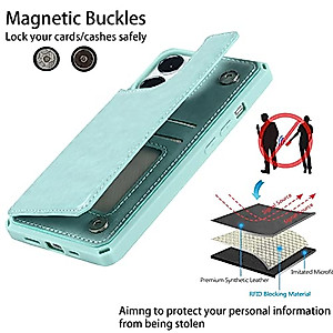 Cavor for iPhone 13 Pro Max Phone Case with Card Holder,[3 Card Slots] [with Lanyard] PU Leather Flip Shockproof Case Wallet for iPhone 13 Pro Max-Green