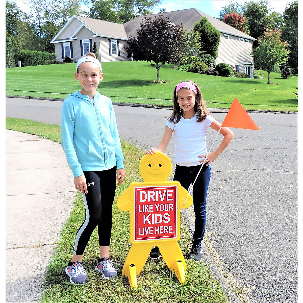 Drive Like Your Kids Live Here and Please Slow Down Safety Kid Sign, Double sided, Warning for Neighborhood Street/Pedestrians/Children at Play