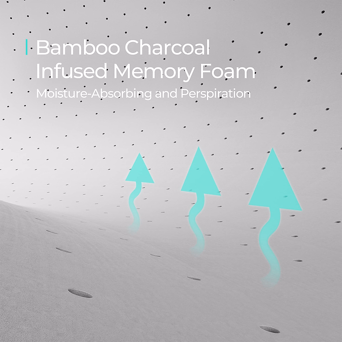 LINSY LIVING Mattress Topper Queen, 3-inch Bamboo Charcoal Infused Memory Foam Mattress Pad, Queen Size Bed Topper with Ventilated Design, CertiPUR-US Certified