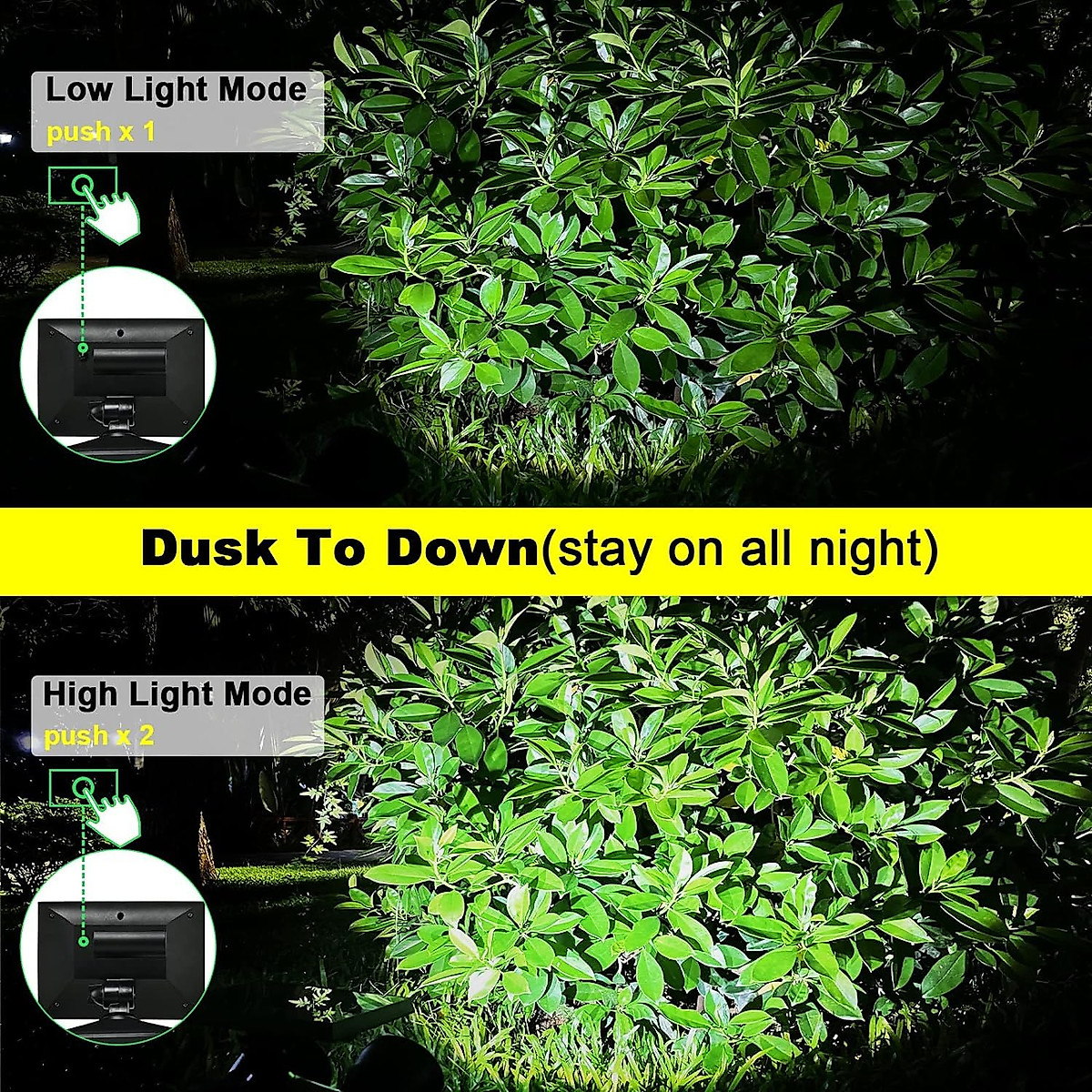 GUYULUX Always on Solar Spotlight Dusk to Dawn, Ultra Bright Patio Wall Light, 5000mAh Solar Focus Lights Outdoor, 210° Adjustable Solar Security Spot Lights Wall Mount&Stake Stand Waterproof, 1-Pack