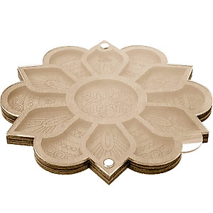 Lonjew Bead Container Wood Flower with Needle Magnet for Supply Storage, Bead Tray Organizer, Box with Lid, Art Supply Storage, Jewelry Making Gift, Transparent Magnet Lid and Needle Holder