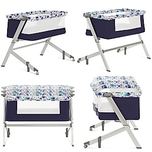 Dream On Me Flora Baby Bassinet in Floral Bloom, Lightweight and Portable Travel Bassinet with Carry Bag, Five Adjustable Height Position, Mattress Pad Included