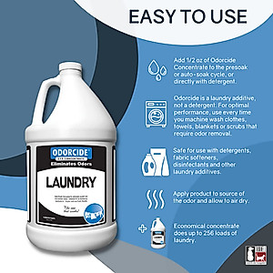 Odorcide – 1 Gallon Concentrated Laundry Odor Eliminator for Strong Odor, All Laundry Uses – Safe, Non-Enzymatic Odor Neutralizer – Laundry Odor Remover for Smoke, Sweat & Pet Odors (1 Gal)
