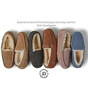 Dearfoams Women's Fireside Water Resistant Indoor/Outdoor Genuine Shearling Mel Moccasin Slipper, Wide Widths