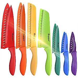 Mogaguo 7 Piece Professional kitchen knife Set Dishwasher Safe, Sharp Knife Set for Cutting Meat, Knives Set for Kitchen Cooking