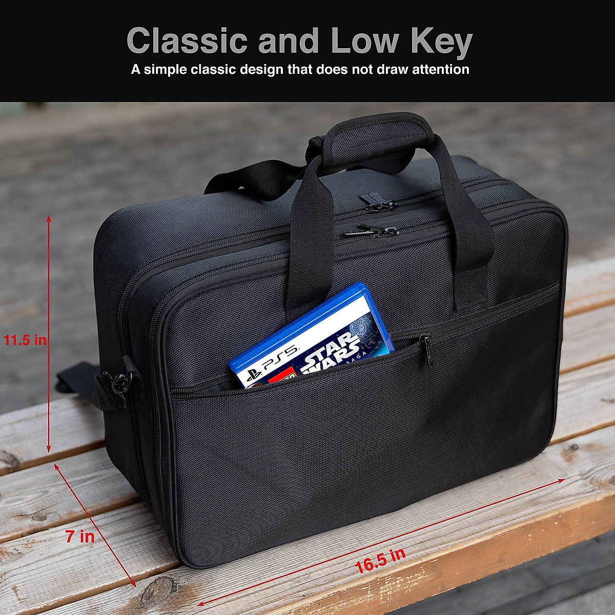 ButterFox Carrying Case Bag for PS5, Double Compartment Travel Case for Playstation 5 (Black/Blue)