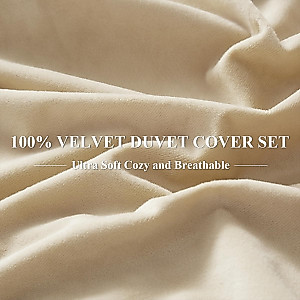 Ivellow Velvet Duvet Cover Queen Set Khaki Velvet Duvet Cover Queen Comforter Cover 3Pcs Ultra Soft Duvet Cover Breathable Solid Luxury Flannel Velour Duvet Cover Zipper Closure Corner Tie