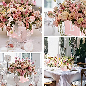 4 Pcs Baby Shower Flower Boxes Table Centerpieces Decoration Pink Baby Block Floral Holder Centerpiece Baby in Bloom Gender Reveal Birthday Party Decors Table Display Its A Girl Its A Boy