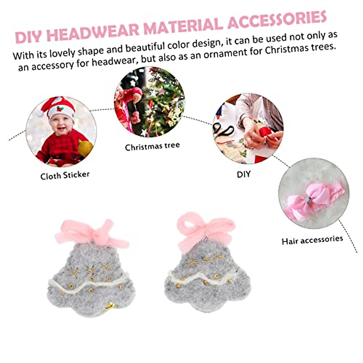 BESTOYARD 3pcs Bell Stickers Christmas Tree Decorations Christmas Ornaments Cute Jeans Wool Felt Christmas Patches DIY Christmas Gifts Scrapbook Accessories Xmas Bell Applique Xmas Decor Set