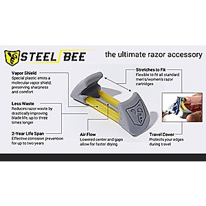 SteelBee Razor Saver | Anti-Rust Razor Cover | Blade Life-Extender | Travel Cartridge Protector | Corrosion-Preventing Attachment