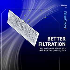 BlueStars 5-Pack W10208631A Microwave Grease Filter Replacement 5.78 x 12.91 Aluminum Mesh Screen Grease Filters - Compatible with Whirlpool G.E Microwaves