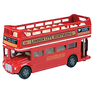 London Double Decker Bus Open Top, Red - Motormax 76008 - 4.75" Diecast Model Toy Car