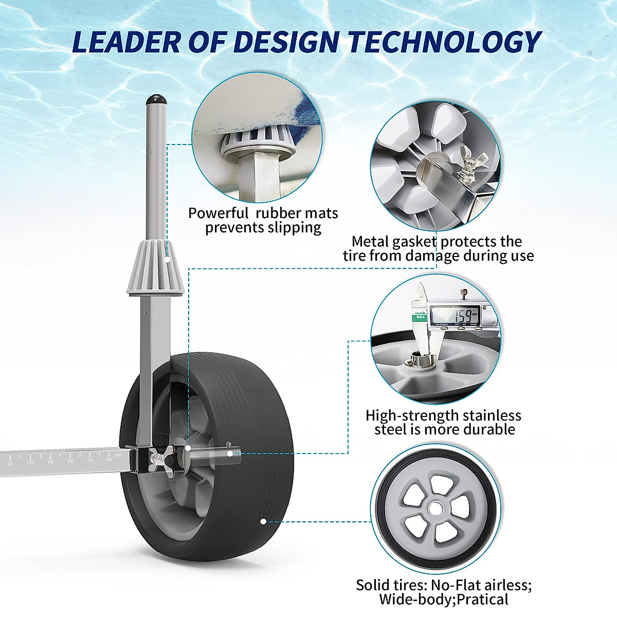 GanFindX Quick-Detachable Stainless Steel Sit on Top Kayak Cart with Puncture-Resistant Wheels Width Adjustable Canoe Trolley, Suitable for Kinds of Kayaks and Canoe with Plug Holes