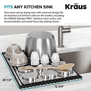 Kraus 20.5 in. Over Sink Roll Up Dish Drying Rack in Jet Black