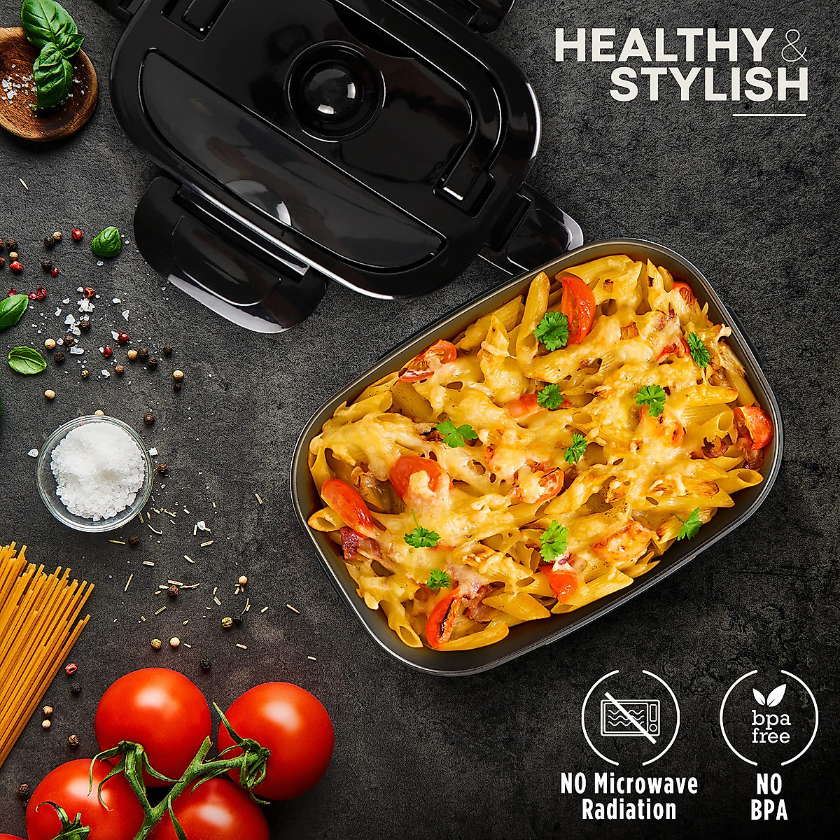 Better 4 You Electric Lunch Box – Food Heater Plug-In Lunch Box to Heat Lunch – Portable Food Warmer Car Lunch Box Warmer – Portable Electric Heating Lunch Box for Work 110V/12V – Black