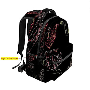 NO Butterfly Graffiti Backpack School Book Bag Laptop Backpacks Travel Hiking Camping Day Pack
