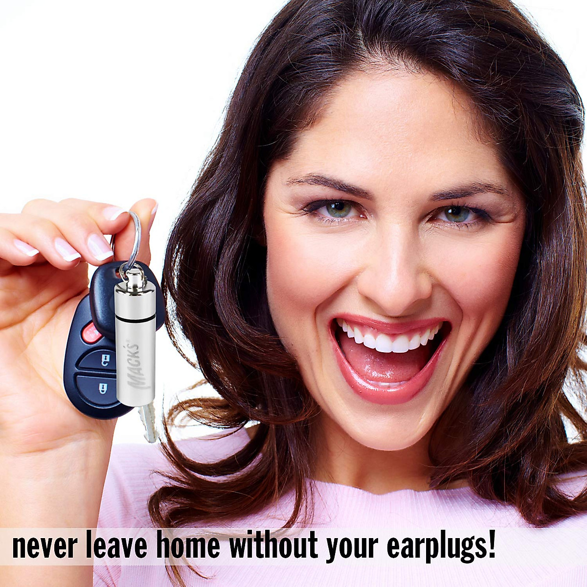 Mack's Keychain Carrying Case, Aluminum, Waterproof Ear Plugs Holder – 2 Pack (Silver)