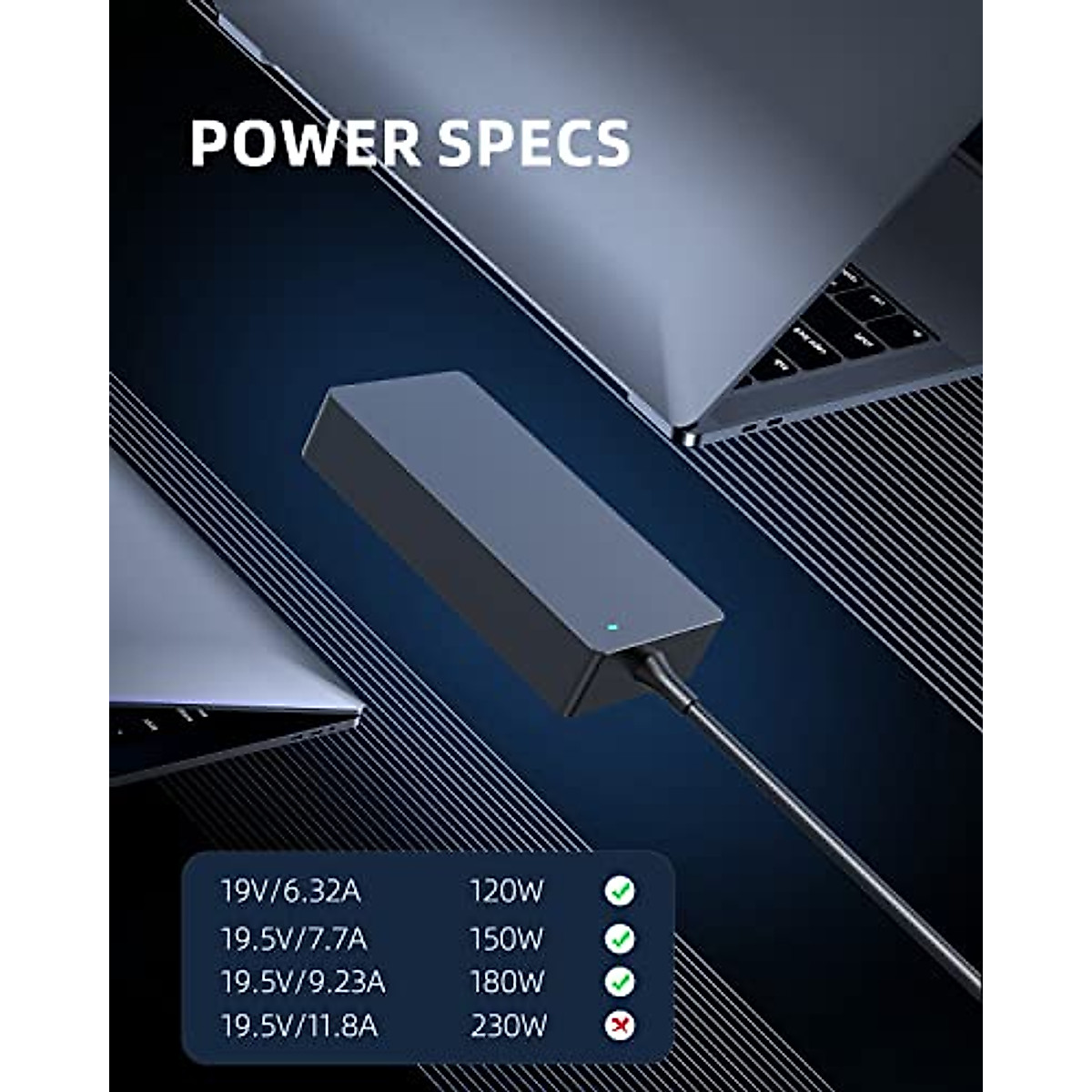 Charger for MSI Gaming Laptop - (UL Certified Safety), 180W, 150W, 120W, Round Connector