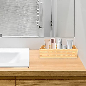 MinBoo Bamboo Toilet Paper Basket Toilet Tank Top Toilet Paper Storage Bathroom Trays for Counter Bamboo Bathroom Accessories for Bathroom Decor Bamboo Storage Basket