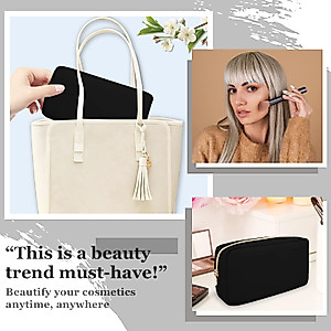 Nylon Small Makeup Bag for Purse, Cute Preppy Makeup Bag Cosmetic Zipper Pouch Purse, Waterproof Portable Travel Toiletry Bag Coin Pouch Clutch Makeup Brush Bag Organizer Storage for Women Girls(Blue)