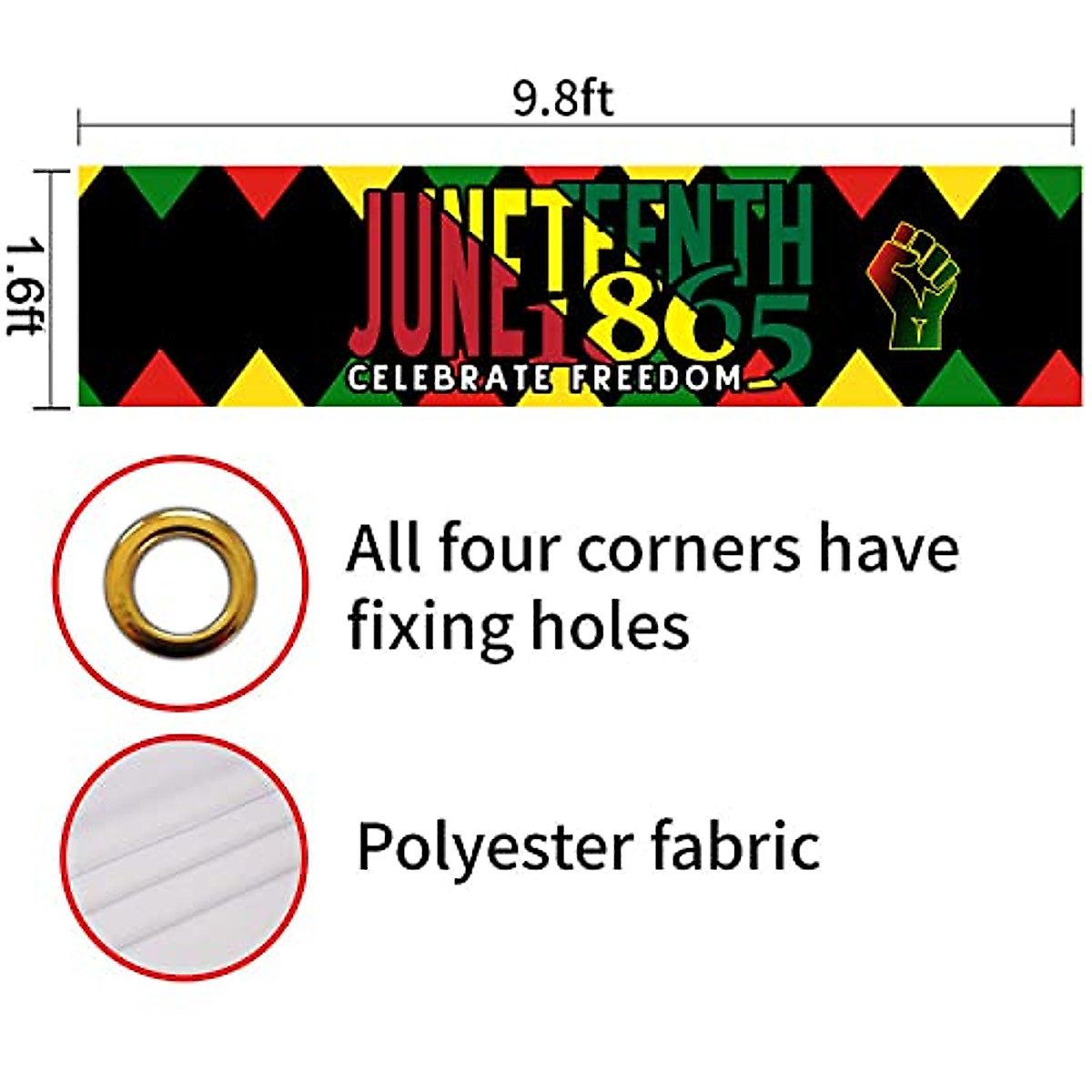 Happy Juneteenth Day Banner Outdoor Yard Sign Decorations - 1865 Black Americans Independence Freedom Day Juneteenth Banner Decorations