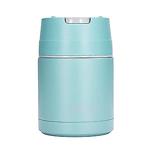 Food Container, Stainless Steel Vacuum Insulated Kids Food Jar Insulated Lunch Container Hot Cold Food with Folding Spoon Carry Handle Thermal Containers for Kids Adult School (Mint Green)