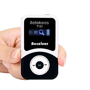 Retekess T131 Wireless Tour Guide System Receiver with 3.5mm One-Side Earphone, 99 Channels, Audio Translation System for Church School Training Court Factory (Use with T130 Transmitter)