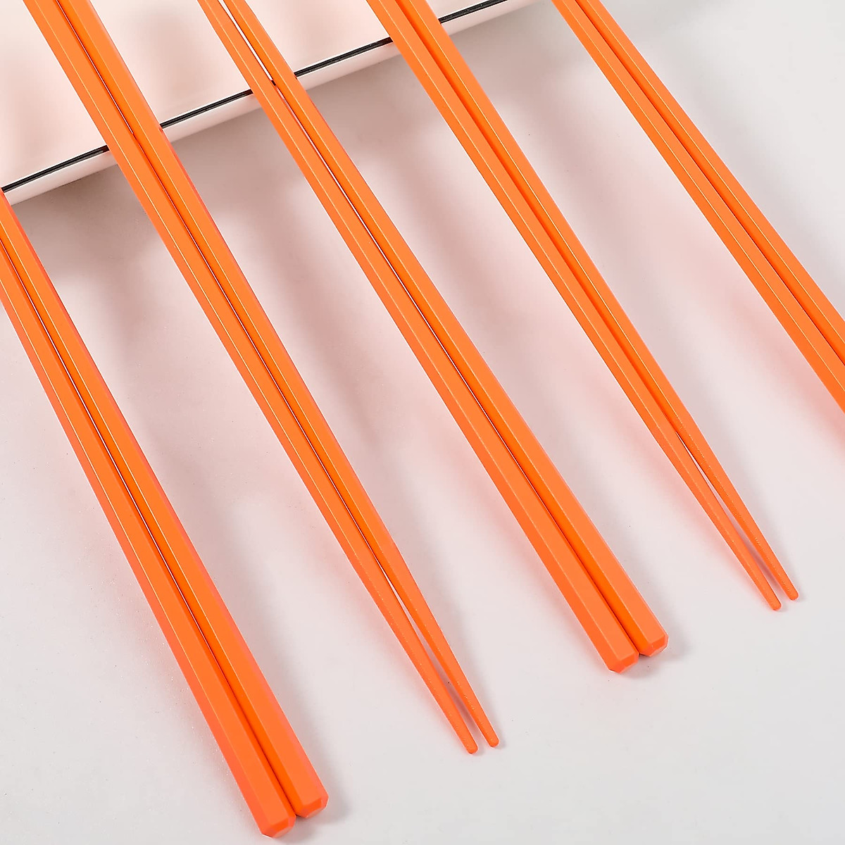 10 Pairs Chopsticks-Reusable Chopsticks Dishwasher Safe, 9.63 inch/24.5cm Fiberglass Matte Non-Slip Family/ Hotel/ Restaurant Chop Sticks, Chinese/Japanese Chop Sticks, Orange