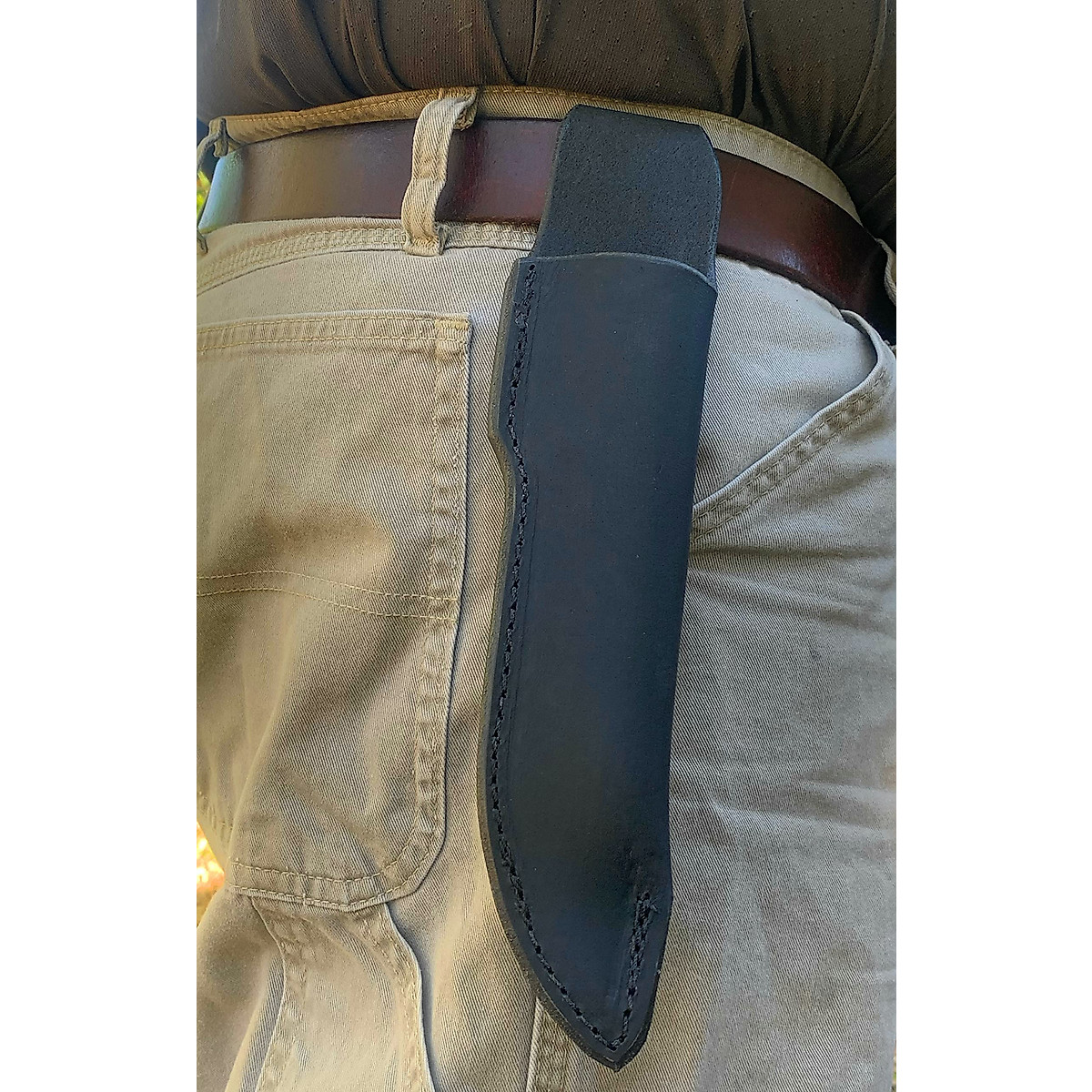 Coast Leathers Custom Handmade Leather Knife Sheath for SOG Seal Pup Knife, Fixed Blade Knife Holder, Vertical Sheath Right Handed Knife Holster - Black