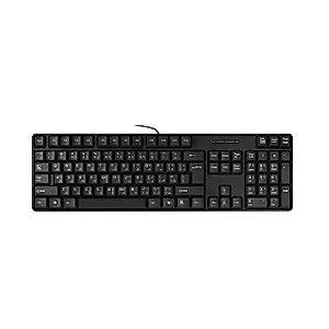 MCSaite Wired Arabic/English Computer Keyboard, Full-Size Keyboard, 104-keys, USB Plug-and-Play, Foldable Stands, Compatible with PC, Laptop
