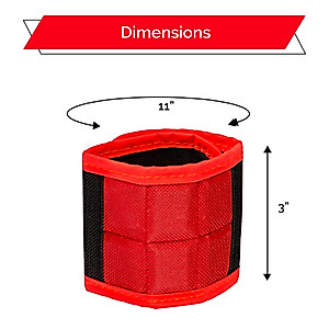 BYKES Magnetic Wristband for Holding Screws, Nuts, Nails and Bolts | Powerful Super Strong Magnetic Tool Wristband for Men and Women | Large Magnetic Wrist Tool Holder | Tool Gifts for Men | Red/Black